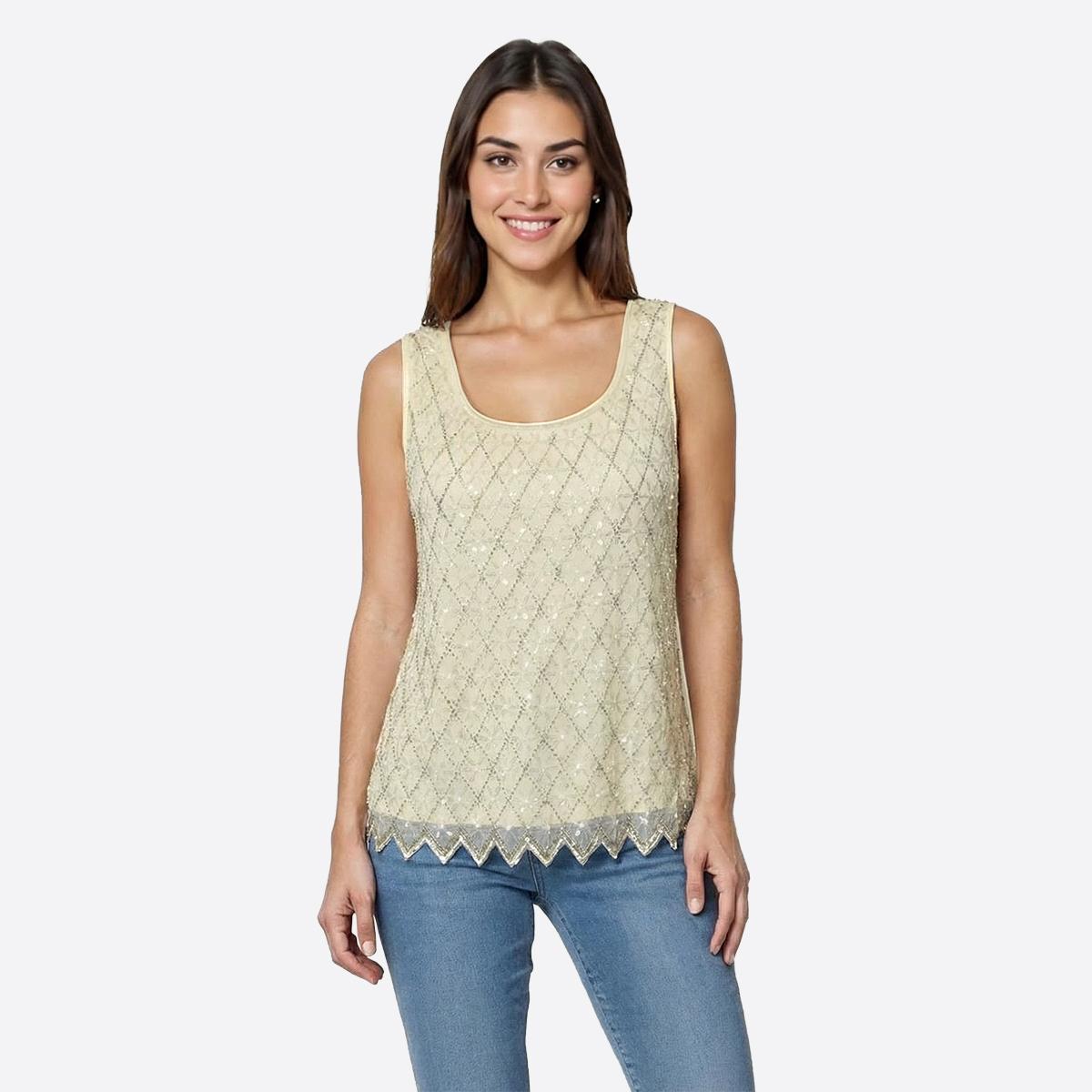 Click here for Womens Adrianna Papell Diamond Beaded Zig Zag Hem... prices